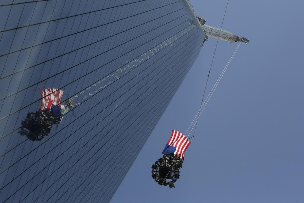 Flag-Draped Spire Lifted Atop World Trade Center | WBUR News
